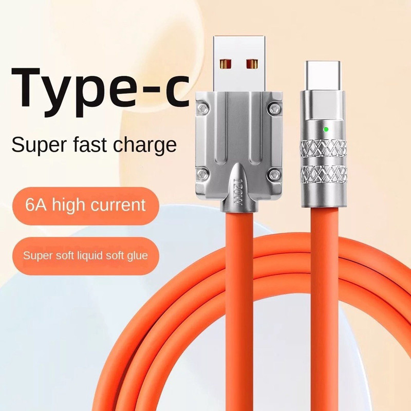 1M 120W 6A Type C Fast Charge Data Cable For Xiaomi POCO Huawei Charger ...