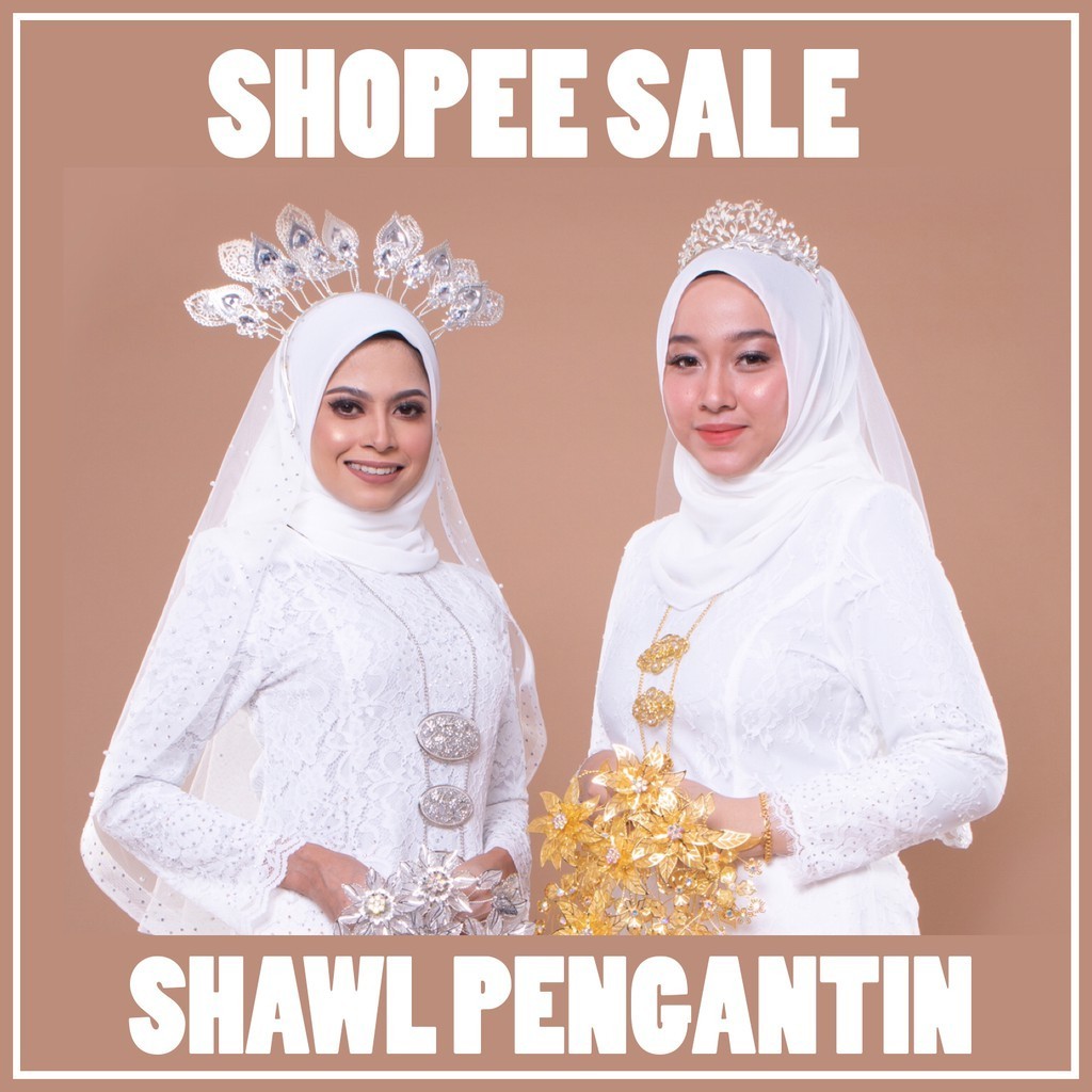 Shawl Putih Pengantin | Cream Premium Shawl | Selendang Nikah | Shopee ...