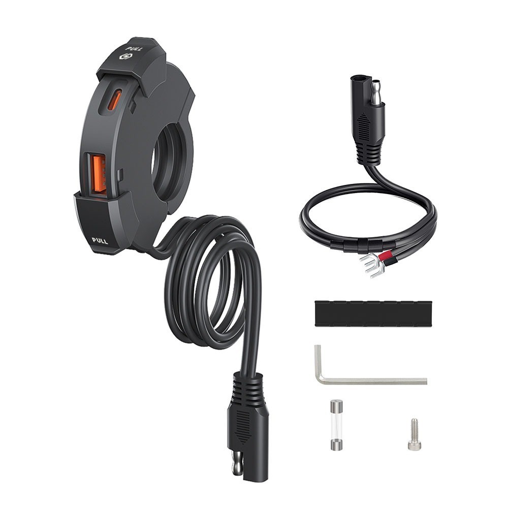 Motorcycle Phone Charger Waterproof USB & Type C Dual Ports Quick ...