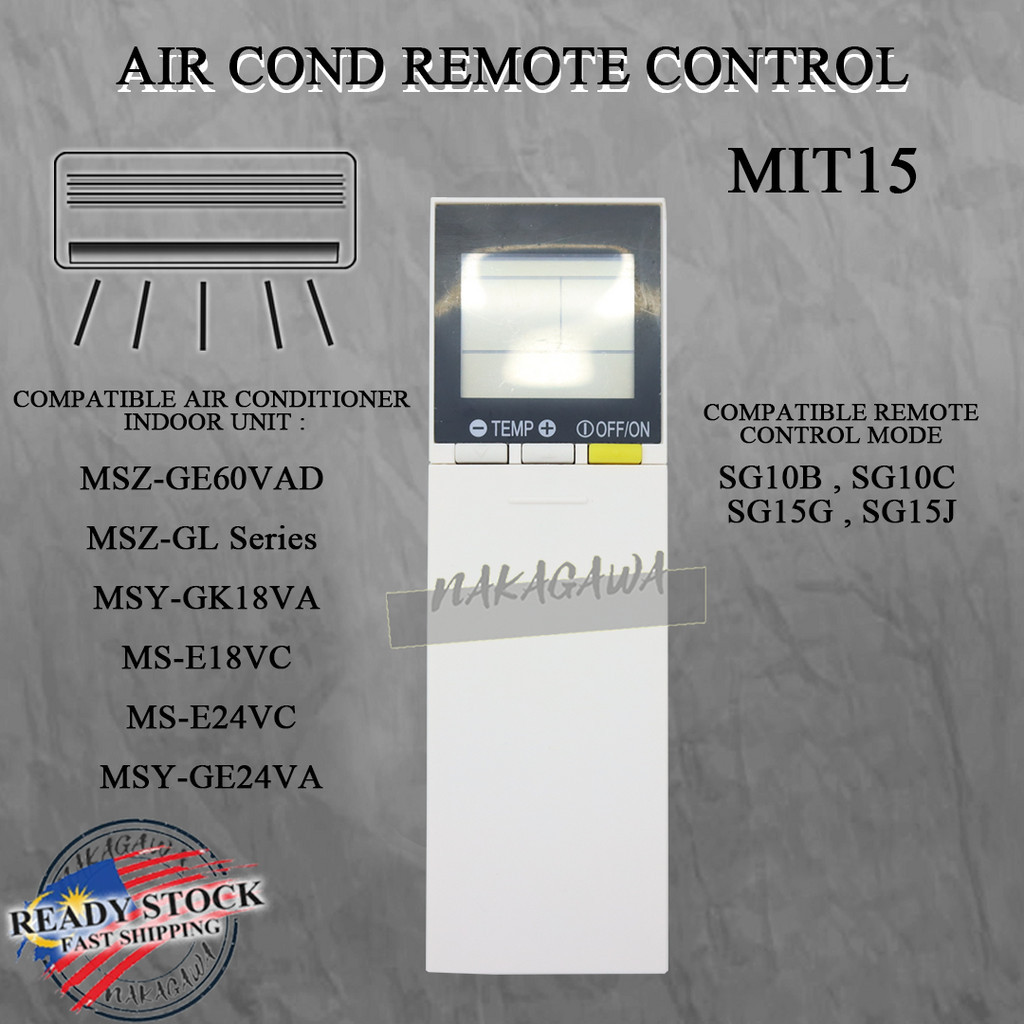MITSUBISHI ELECTRIC AIR CONDITIONER REPLACEMENT REMOTE CONTROL ( MIT15 ...