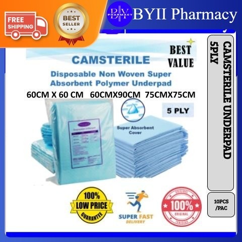 CAMSTERILE 5 LAYERS DISPOSABLE ADULT UNDERPAD (10PCS/PACK) PELAPIT ...