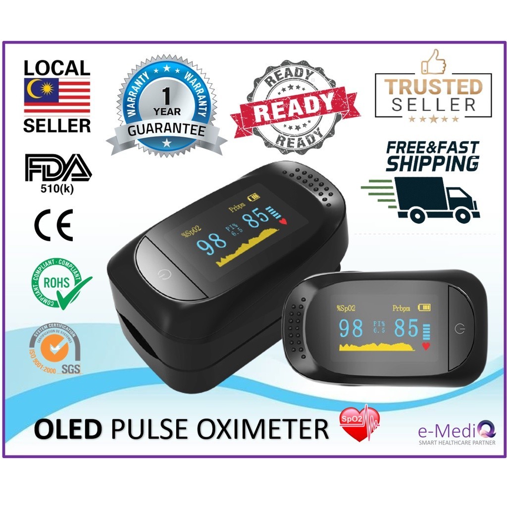 Medical Fingertip Pulse Oximeter (OLED) SpO2 Monitor Oxygen FDA & CE ...