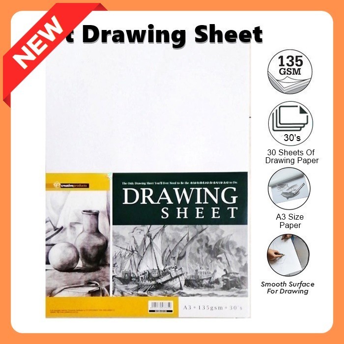 🔥 CP A3 Art Drawing Block 30 Sheets 135gsm /Kertas Lukisan Drawing Book ...