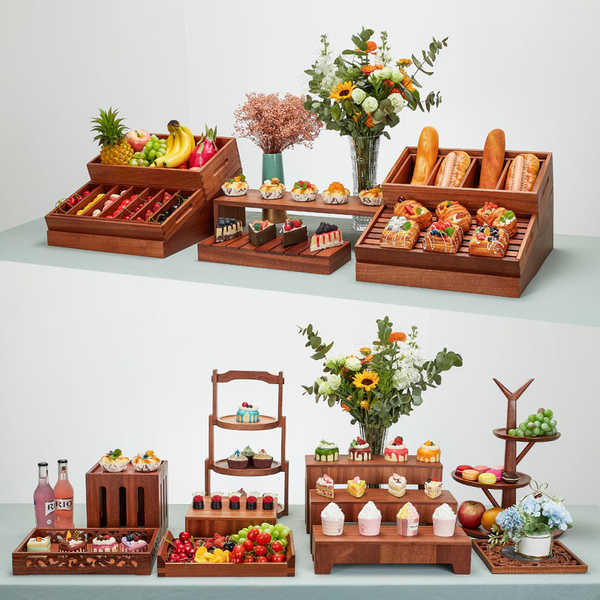 Creative Buffet Wooden Tea Break Combination Shelf Cold Meal Dessert ...