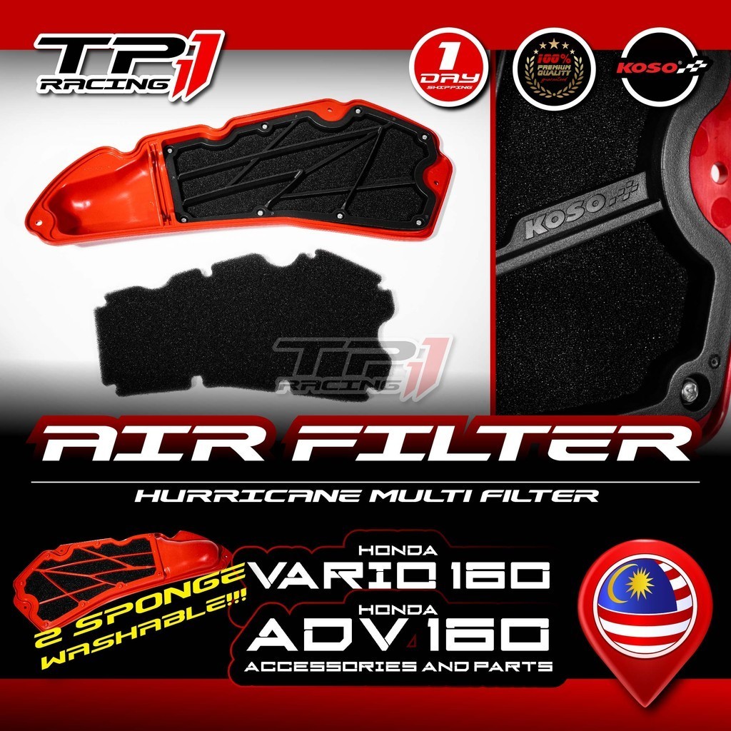 ADV VARIO Hurricane Multi Air Filter I 2 Sponge I Washable I KOSO ...