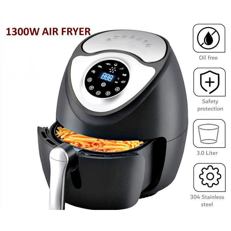 Electric Air Fryer Timer Oven Cooker Non-Stick Fry Roast Grill Bake ...