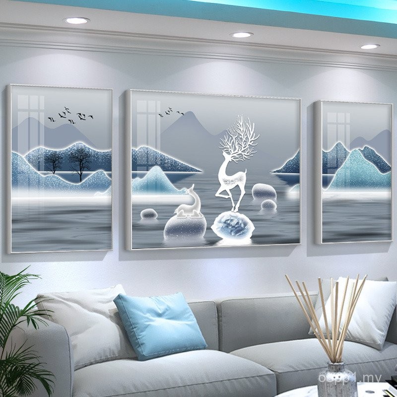 Living Room Decorative Paintings High-End New Triple Paintings Sofa ...