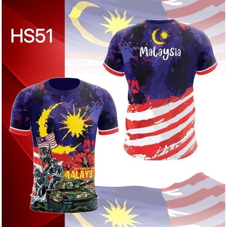 2024 Sublimated Print Baju MERDEKA Round Neck ARTIC TACTICAL Malaysia T ...