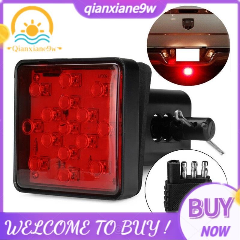 Red 15 LED 2 inch Trailer Truck Hitch Tow Haul Receiver Cover Brake ...