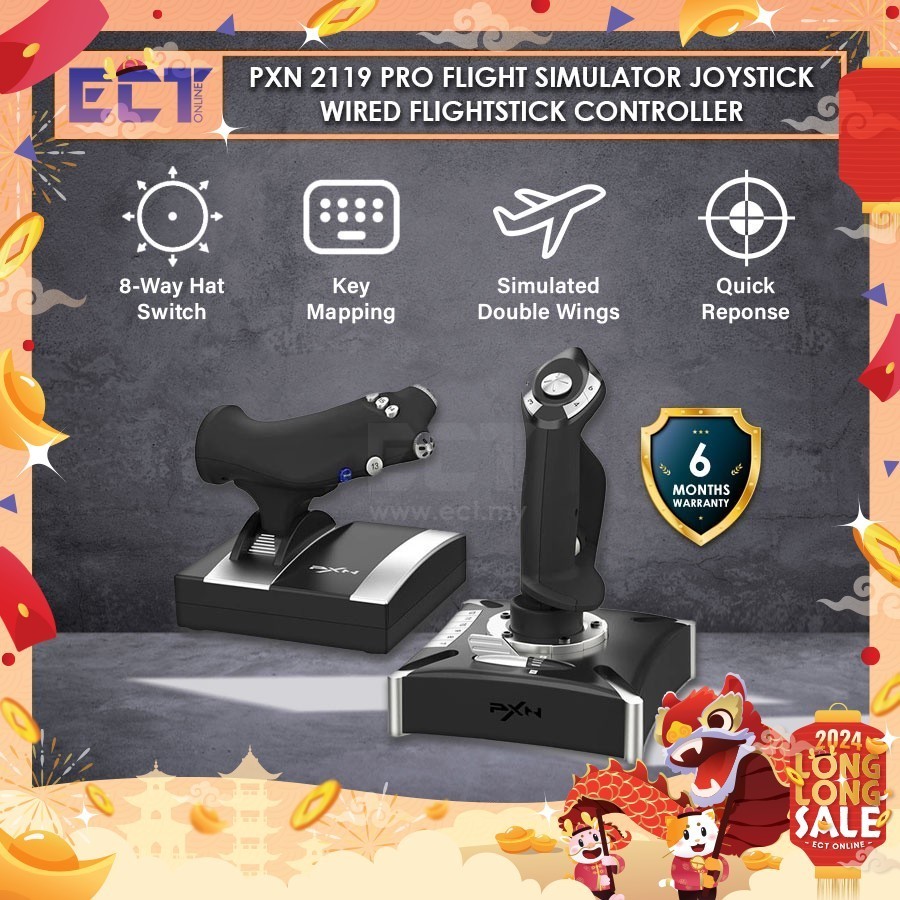 PXN 2119 Pro Flight Simulator Joystick Wired Flightstick Controller ...