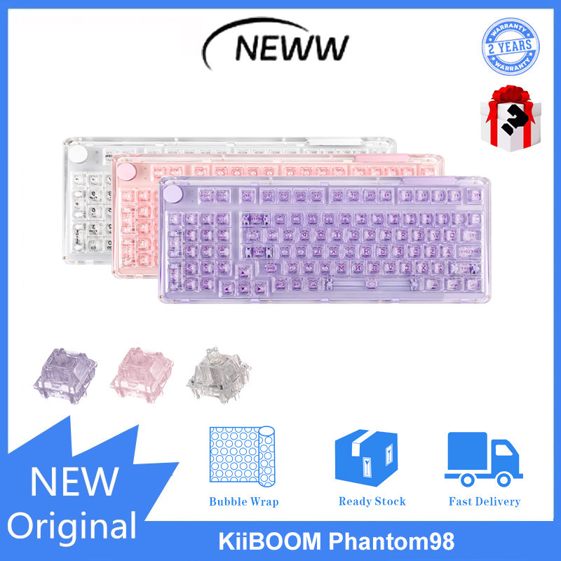KiiBOOM Phantom98 transparent mechanical keyboard three mode wireless ...