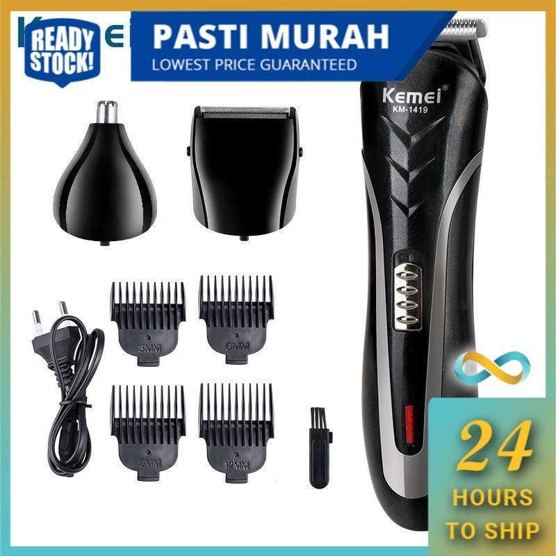 KM-1419 KEMEI Men Rechargeable 3 in 1 Hair Trimmer Clipper Razor Nose ...