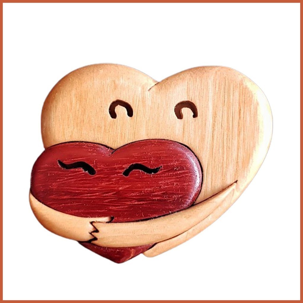 Wooden Heart Decor Hug Wood Decor Tokens Ornaments Puzzle Tiny Hug ...