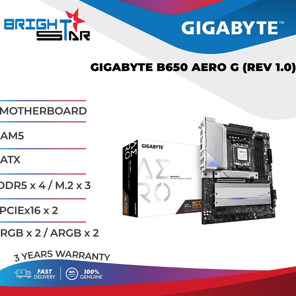 MOTHERBOARD GIGABYTE B650 AERO G (REV 1.0) / AM5 / ATX / DDR5 x 4 / M.2 ...
