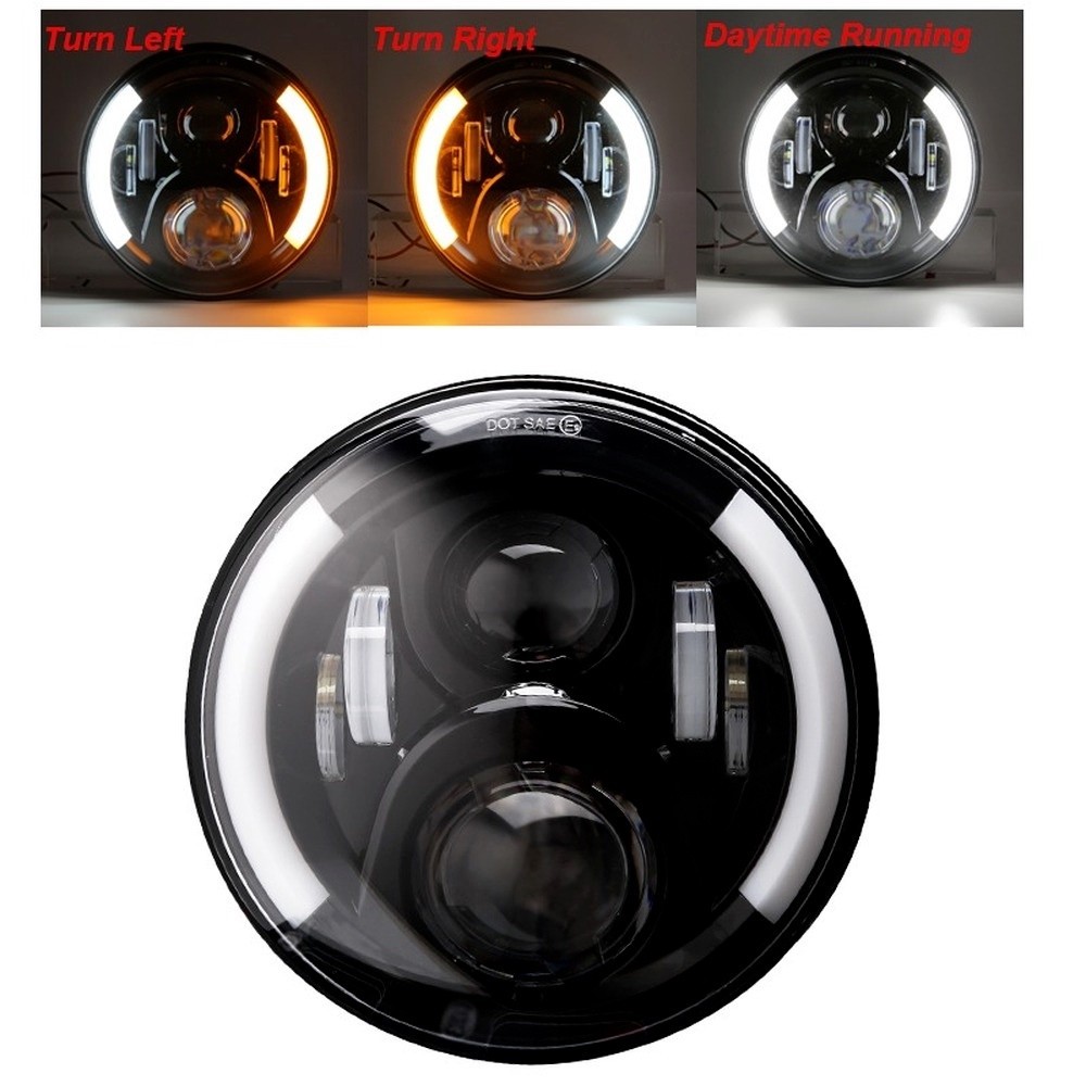 7” Round LED Projection Headlight For Harley Touring Rod FatBoy ...