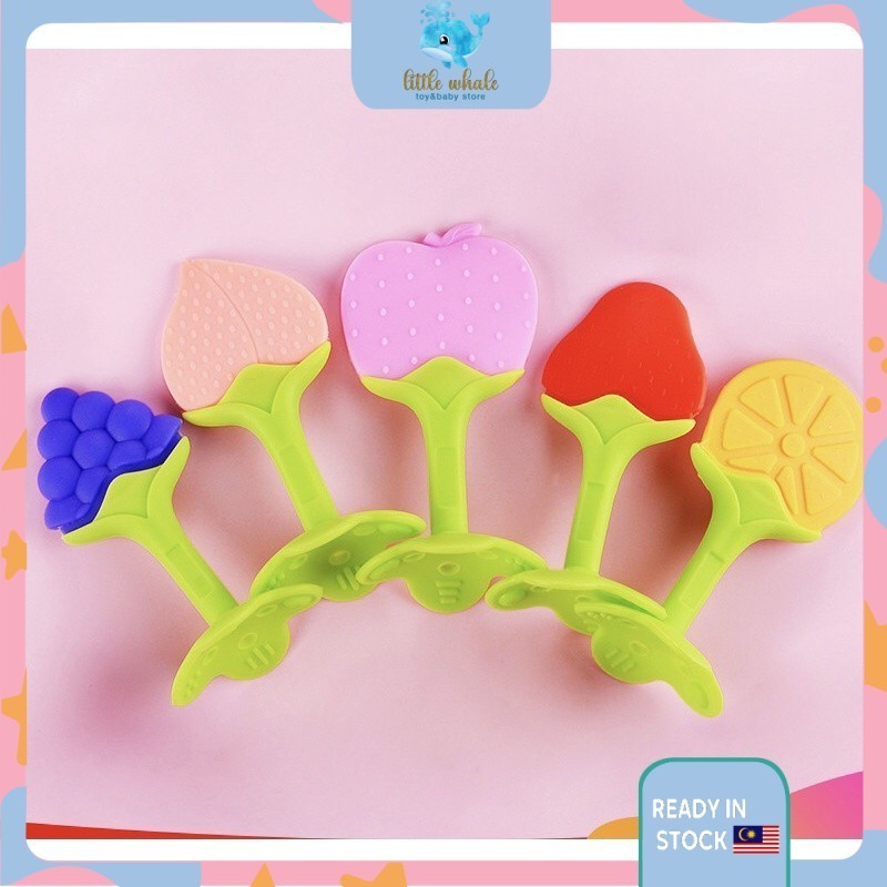 🐳Silicone Teether Baby Infant Strengthening Training Fruits Shape Bite ...