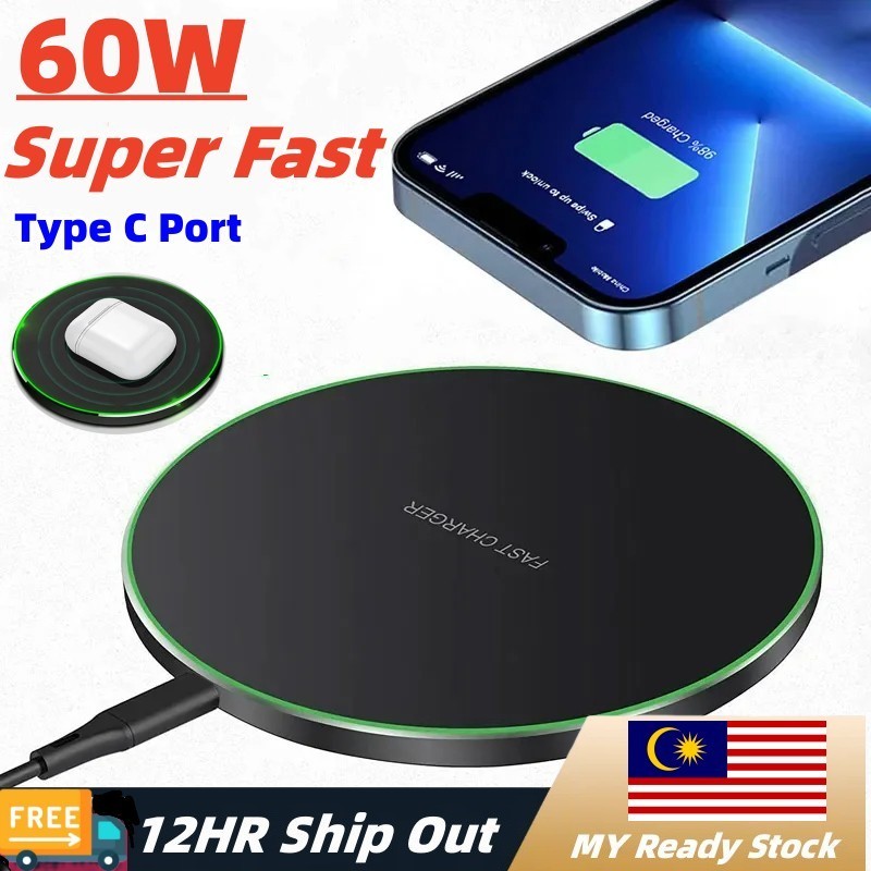 (Local Shipment) 60W Fast Wireless Charger Pad Stand for iPhone 15 14 ...