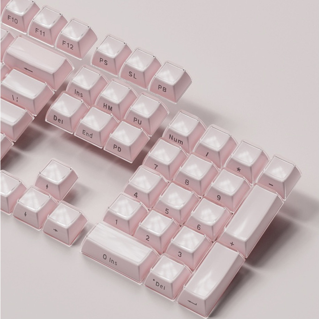 113 Keys Jelly Crystal Mechanical Keycaps Letter Side Engraved Pink ...