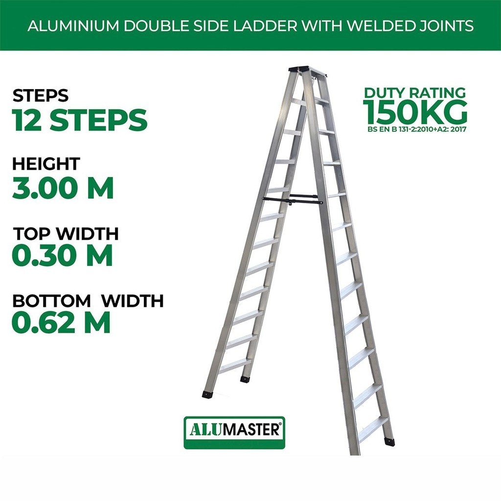 READY STOCK Alumaster Heavy Duty Aluminium Welded Ladder (12 Steps ...