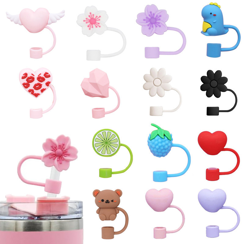 10mm Silicone Straw Covers Cap, Reusable Straw Toppers Accessories for ...