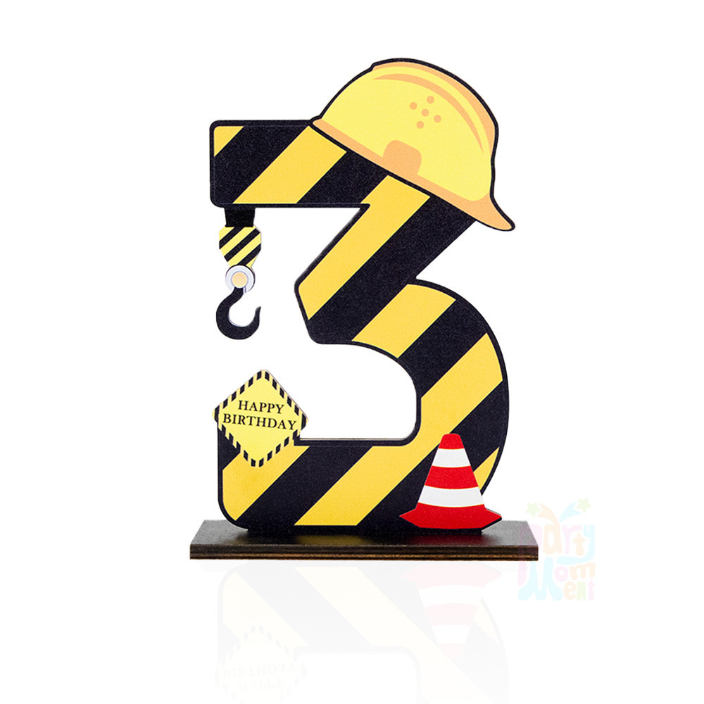 1 Set Number 3 Sign Wooden Table Ornament Crane Truck Table Decoration ...