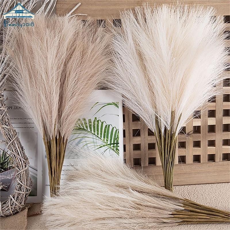 Artificial Fluffy Pampas Grass Bouquet Boho Decor Flower Fake Plant ...