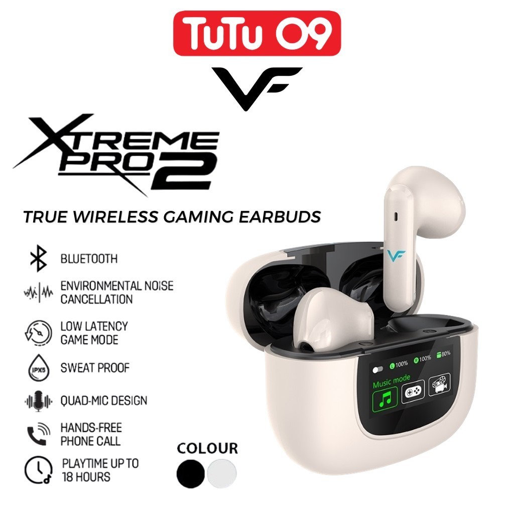 Vinnfier VF Xtreme Pro 2 ENC Bluetooth IPX5 Water Resistance Wireless Earbuds LED Display Music ...