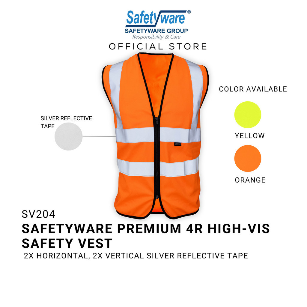 SAFETYWARE Premium 4R High-Vis Safety Vest | Horizontal & Vertical ...