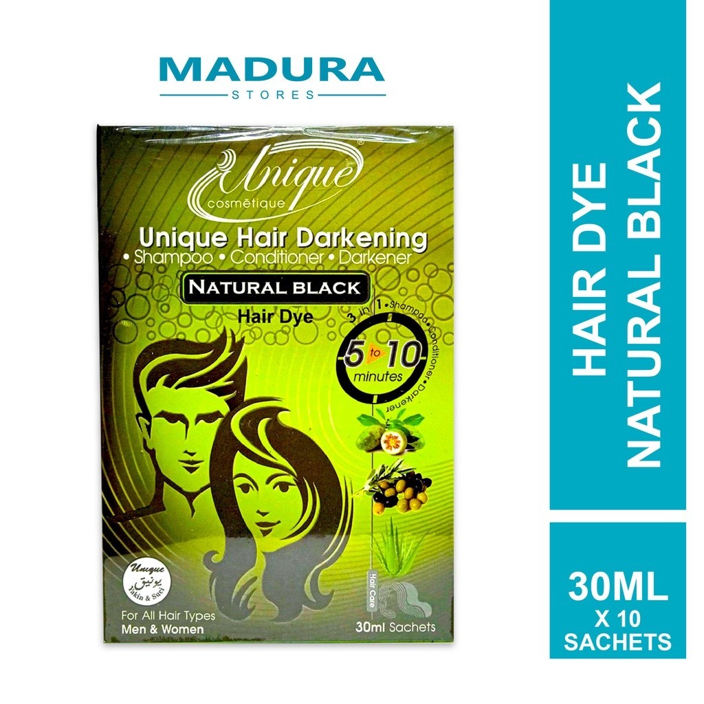 NEW STOCK !!! Unique Hair Darkening Hair Dye Natural Black (10 x 30 ...