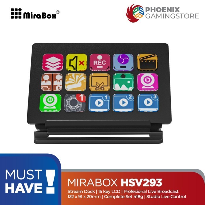 Mira Box HSV293 Stream Dock 15 Key LCD Visual Custom Marco Keyboard ...