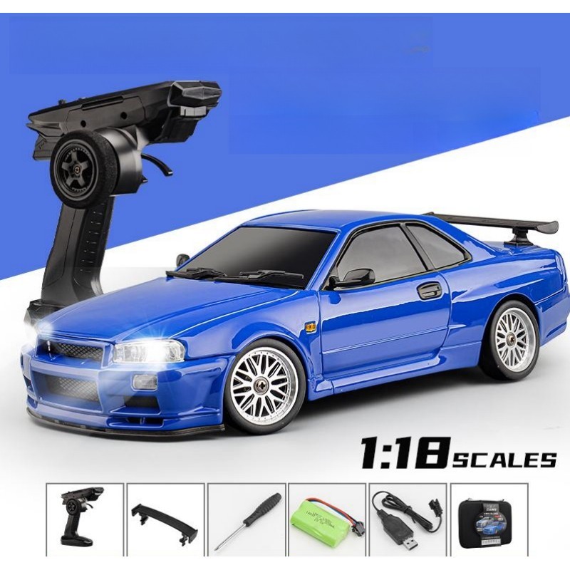 2.4G GTR RC Car 1/18 Metal Shell Drift RC Car Flip Light Model Toy Car ...