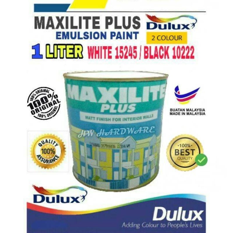 ⭐1 LITER MAXILITE PLUS DULUX® EMULSION PAINT 2 COLOUR: WHITE 15245 ...