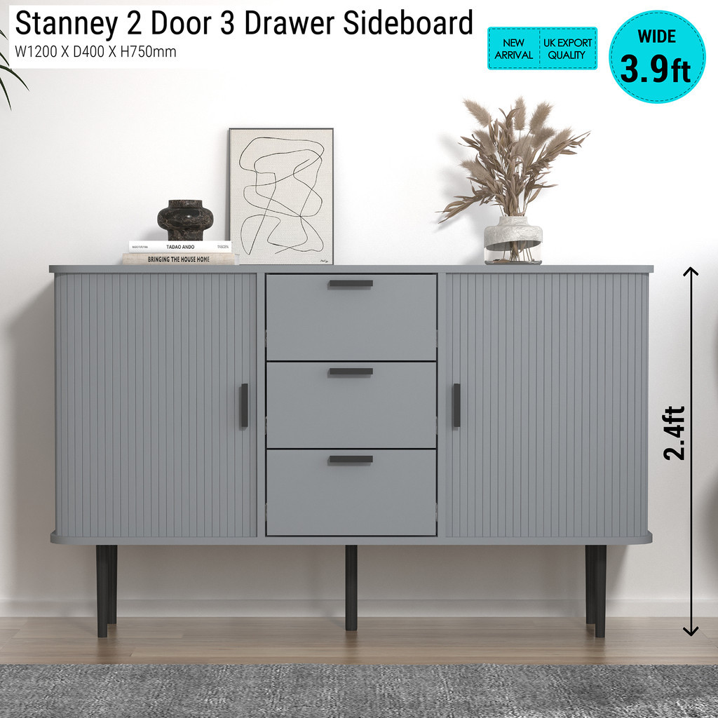 Tomato Home Stanney Sliding 2 Door 3 Drawer Sideboard | Cabinet | Muji ...