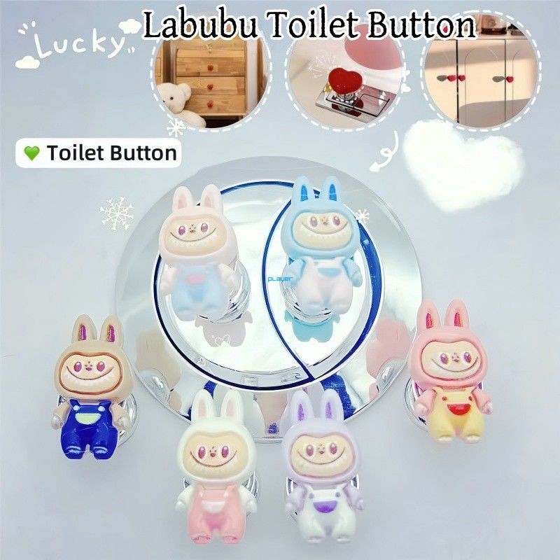 ⚡READY STOCK⚡ Labubu Toilet Push Button Toilet Push Button Water Push ...