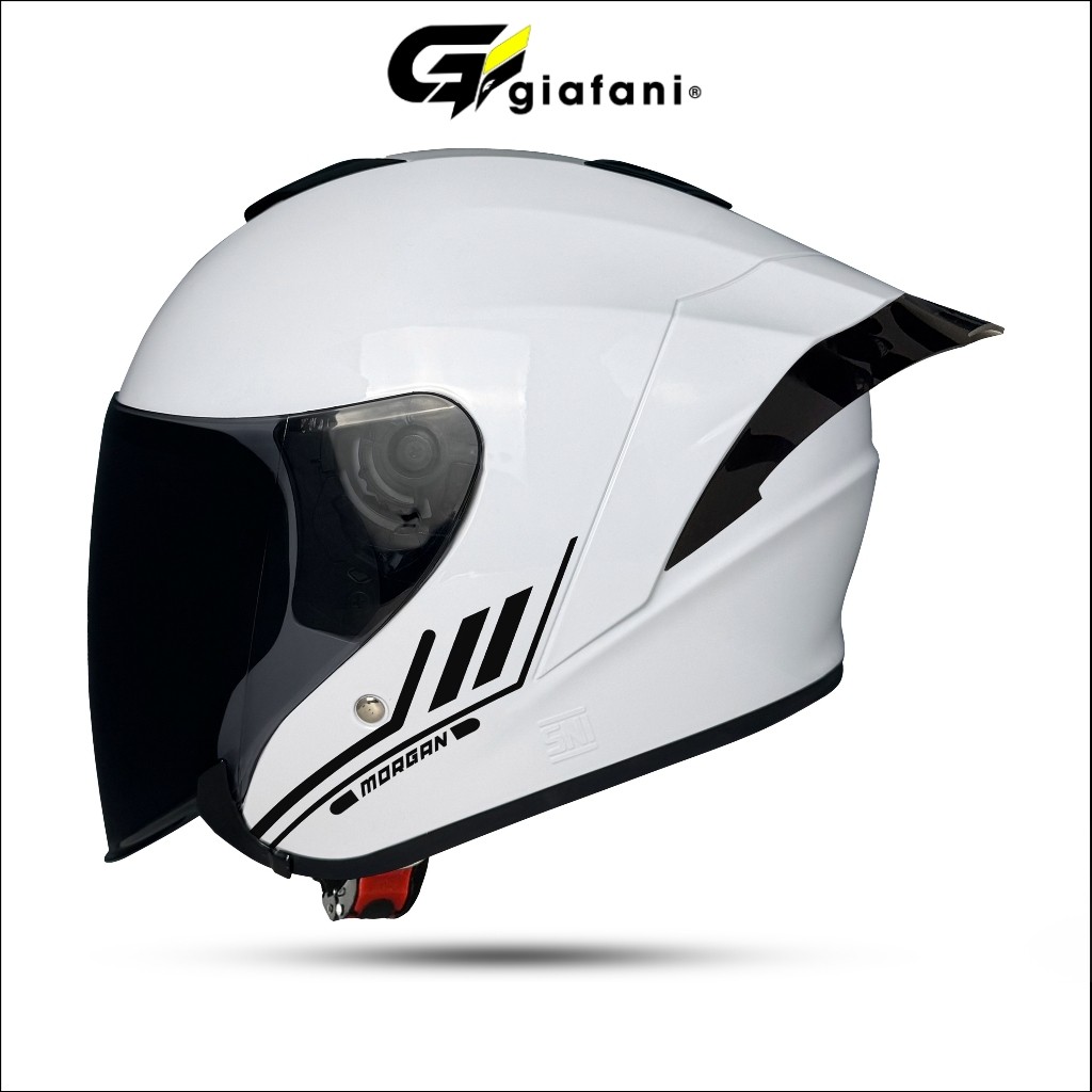 MJM Morgan Helmet | White Black Glass Handsome Spoiler Package | SNI ...