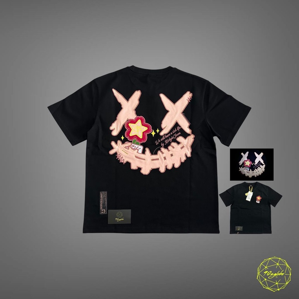 Ricky Is Clown RIC Money Flower Embroidery Patch Joker Smiley Face Tee ...