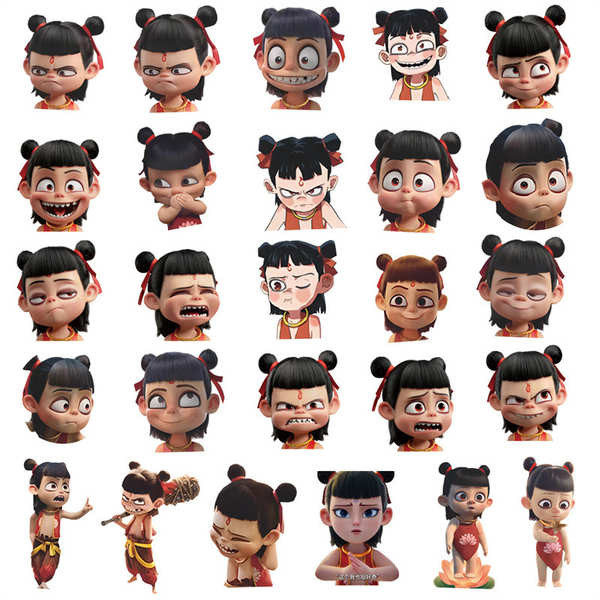 50 pieces of Nezha facial expression bag stickers Nezha's Devil Boy Nao ...
