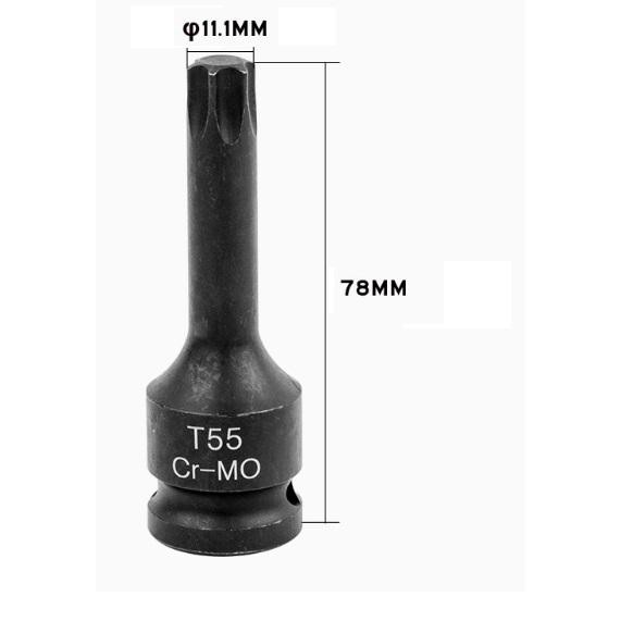 Hardened Torx Size 1/2 Bits T20 T25 T30 T40 T50 T55 Star CRMO Sockets Screwdriver Heavy Duty ...