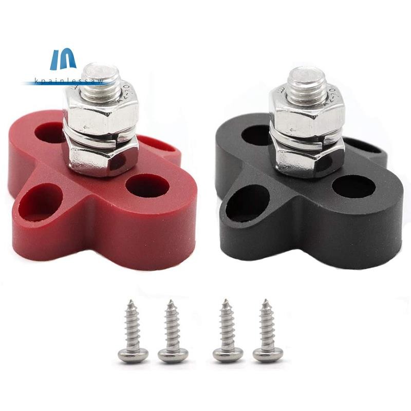 2Pcs 5/16 Inch DC 48V Busbar Power Terminal Block M8 Positive Negative Power Distribution Stud ...