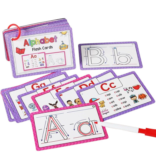 Alphabets and Phonics Flash Card Reusable Rewritable Kids Preschool ...