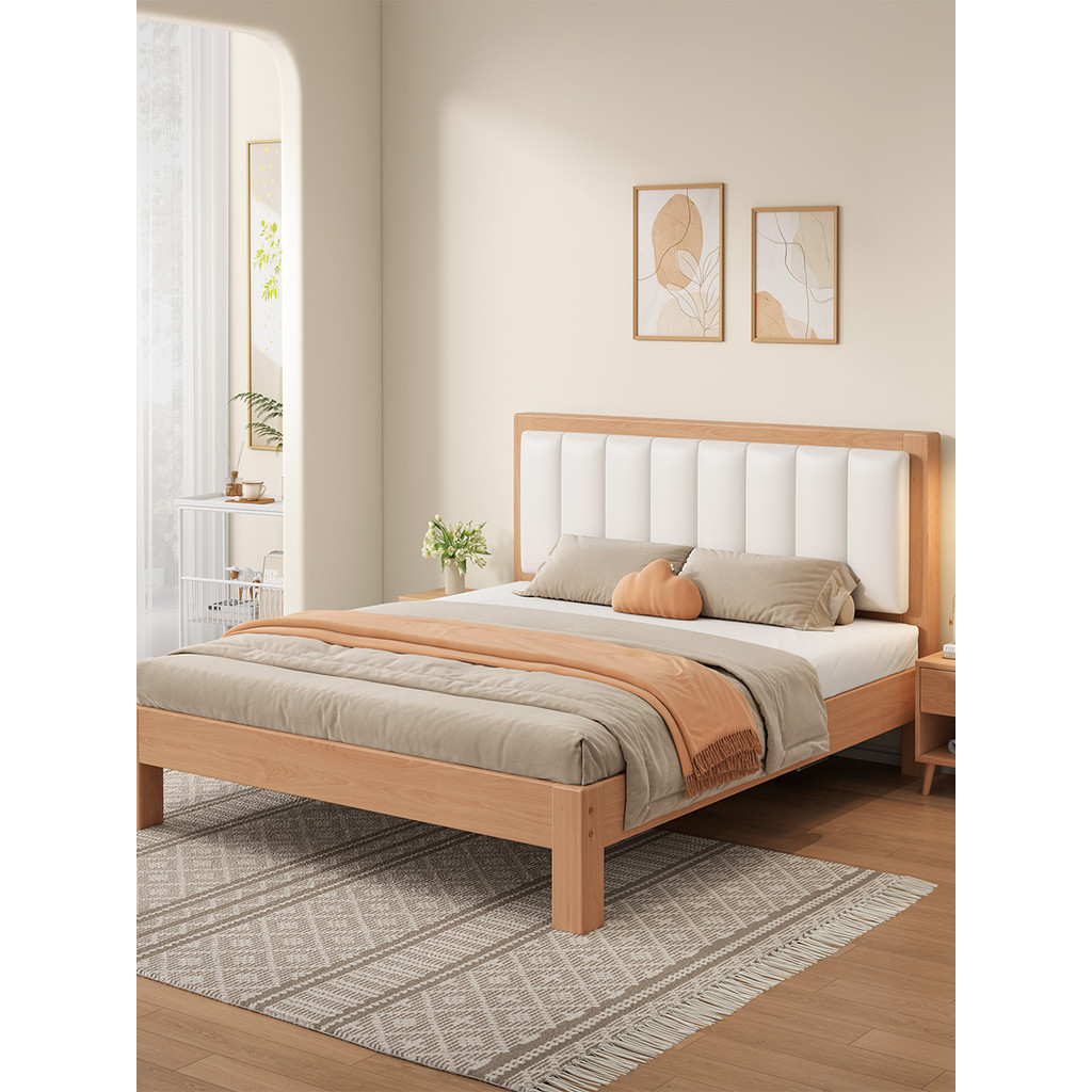 Katil Kayu Beech Moden Simple 1.8m Katil Double 1.5m Bilik Sewa Bilik ...