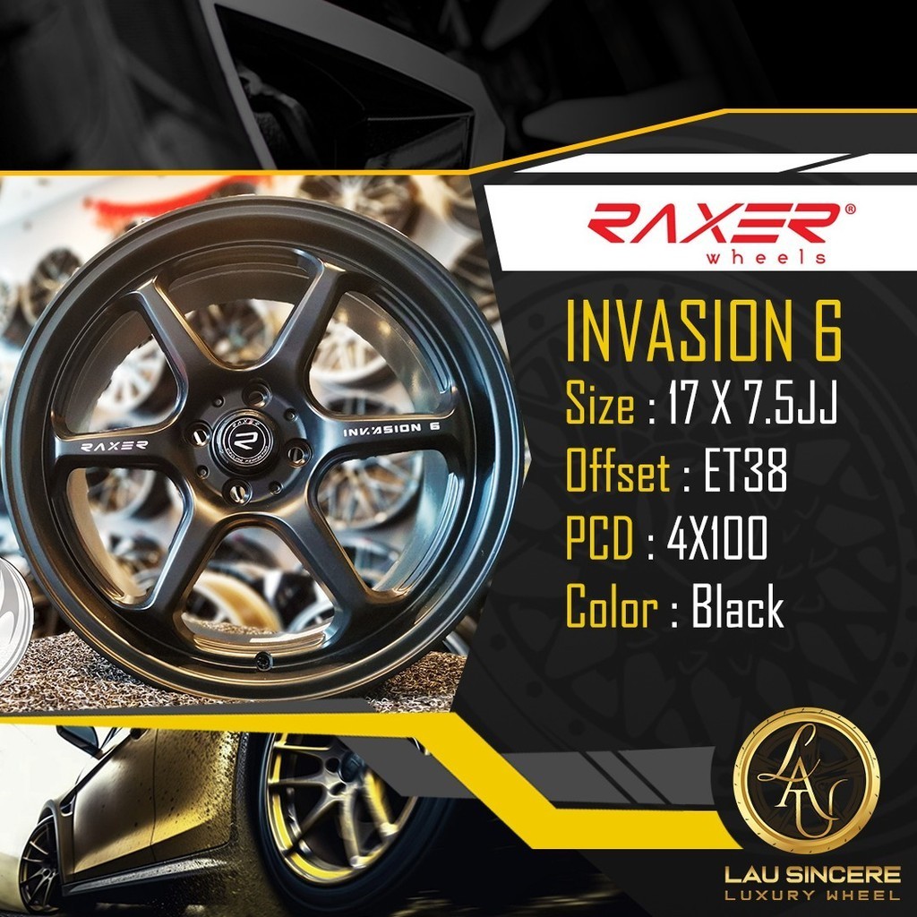 Raxer INVASION 6 17 X 7.5JJ 4X100 Black | Shopee Malaysia