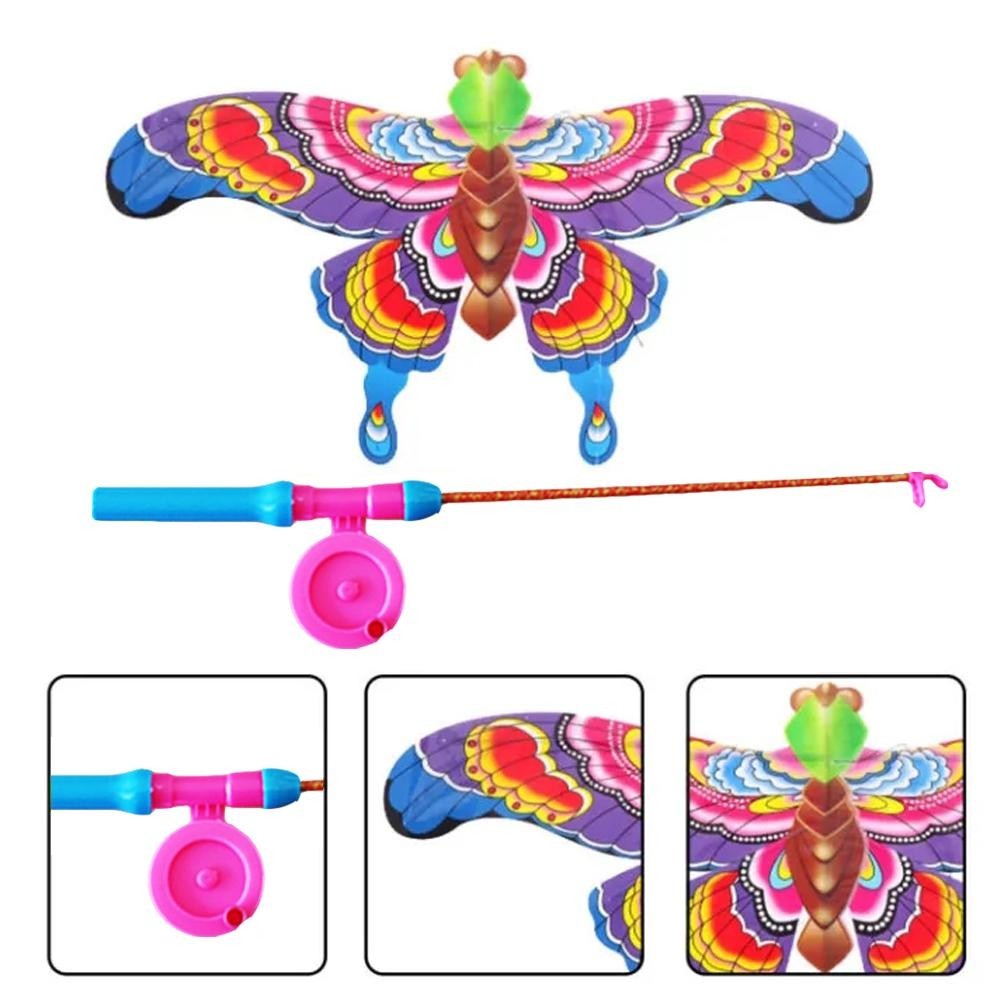 1 Set Fishing Rod Dynamic Kids Kite Toy Swallow Parrot Goldfish ...