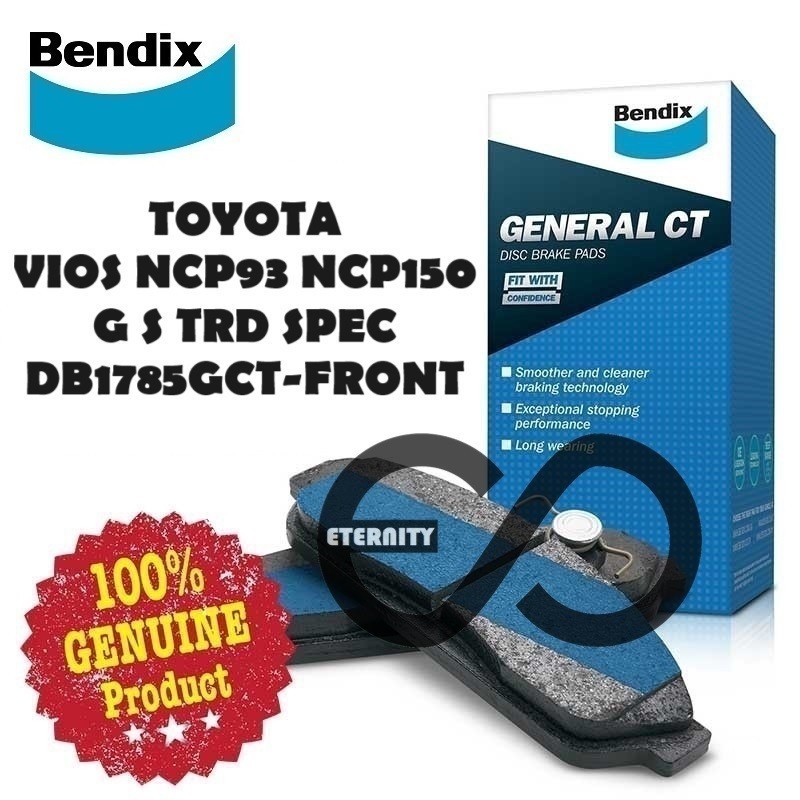 Original Bendix DB1785GCT Front Brake Pad - Toyota Vios NCP93/ NCP150 ...