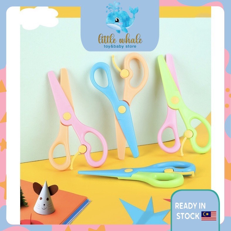 🐳Kids Safety Plastic Scissors Paper Cut DIY Photo Album Lace Art ...