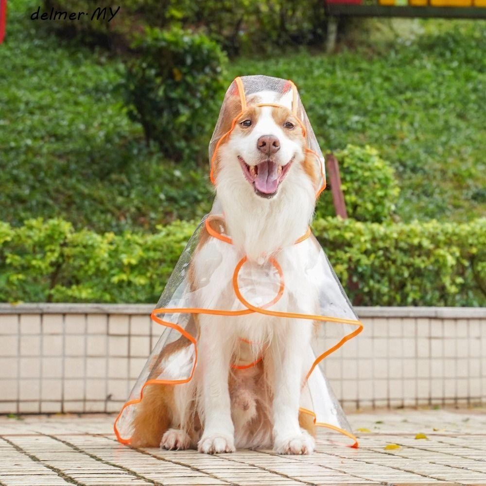 DELMER Dog Raincoat, Transparent Waterproof Pet Hooded Rainwear ...
