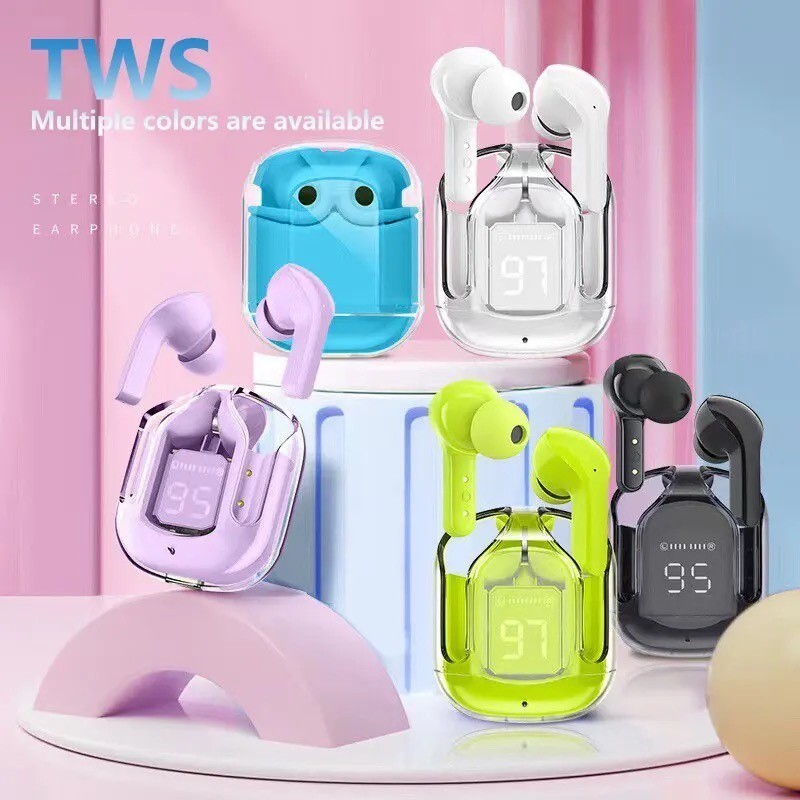 Ultra Pods TWS Wireless Headphones Transparent Earphone LED Power ...