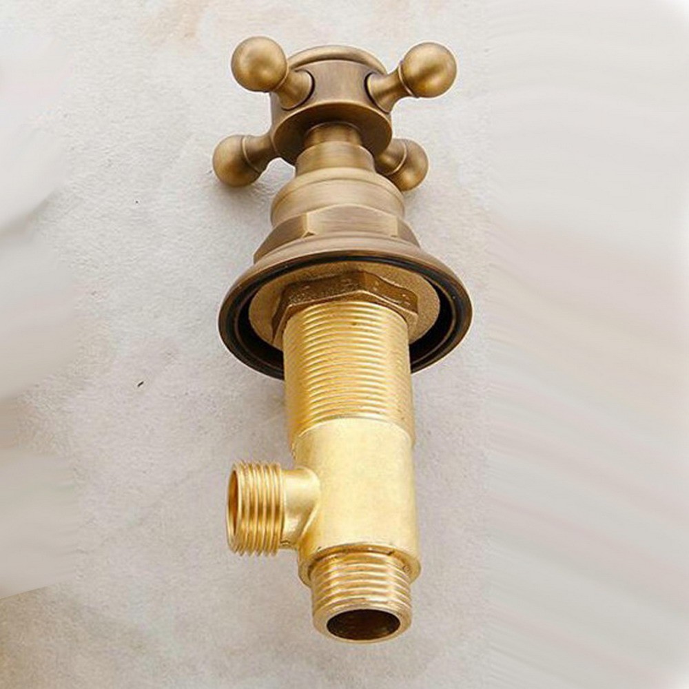 1 pcs Antique Brass Control Valve Stopcock Tap G1/2 Male x G1/2 Male ...