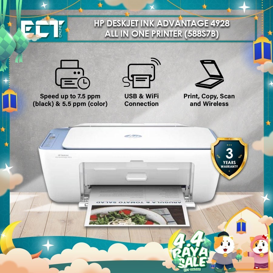 HP DeskJet Ink Advantage 4928 All in One Printer (588S7B) | Shopee Malaysia