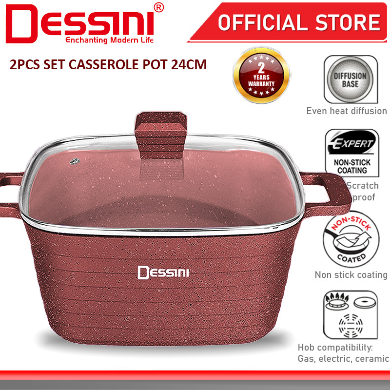 DESSINI ITALY WPB-24 Granite Die Cast Aluminium Non Stick Casserole Pot ...